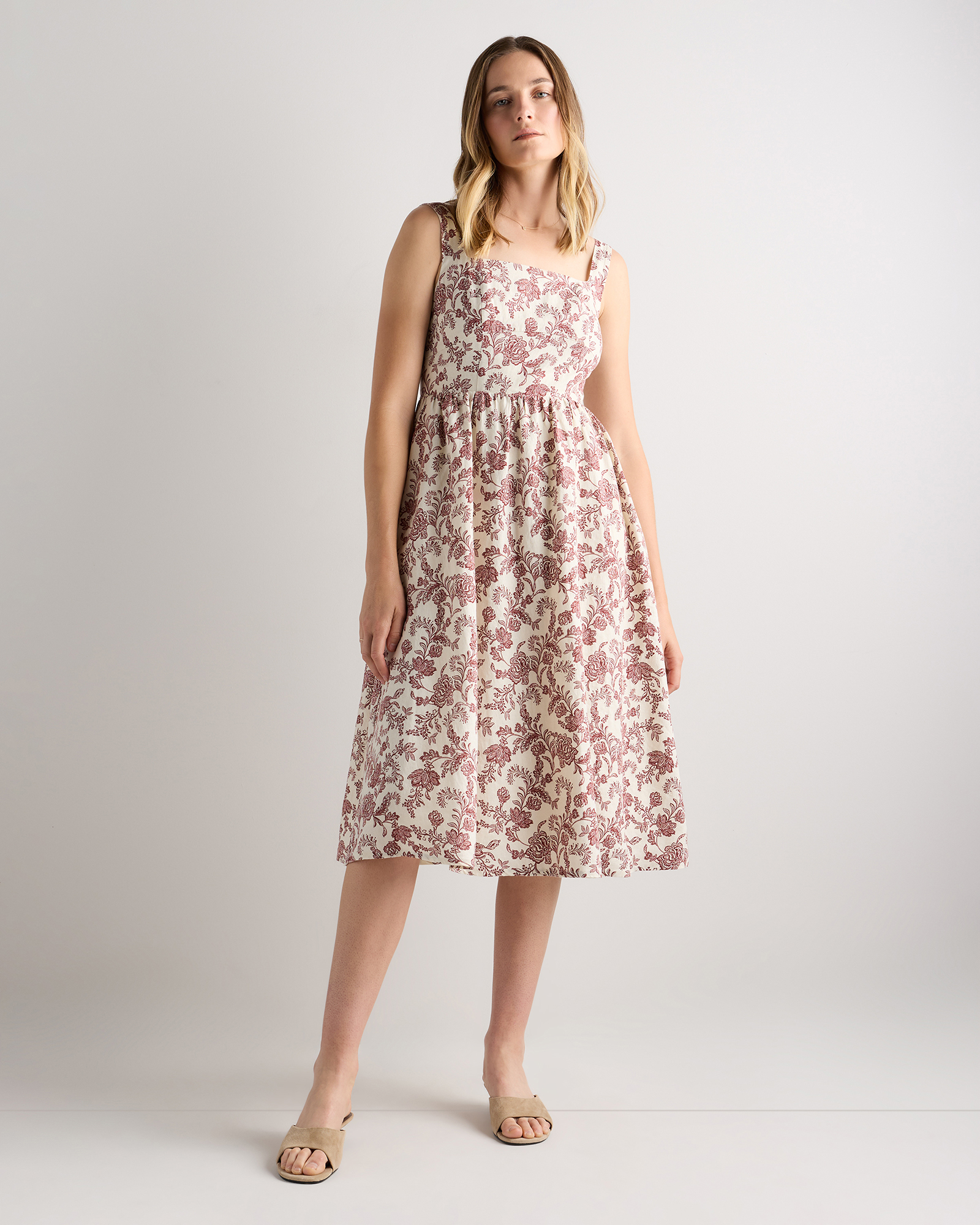 QUINCE QUINCE 100% European Linen Fit & Flare Midi Dress